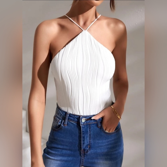SHEIN | Tops | Shein Priv Plus Size Solid Textured Cami Halter Top Xl | Poshmark